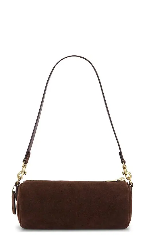COACH Suede Barrel Bag In Chocolate