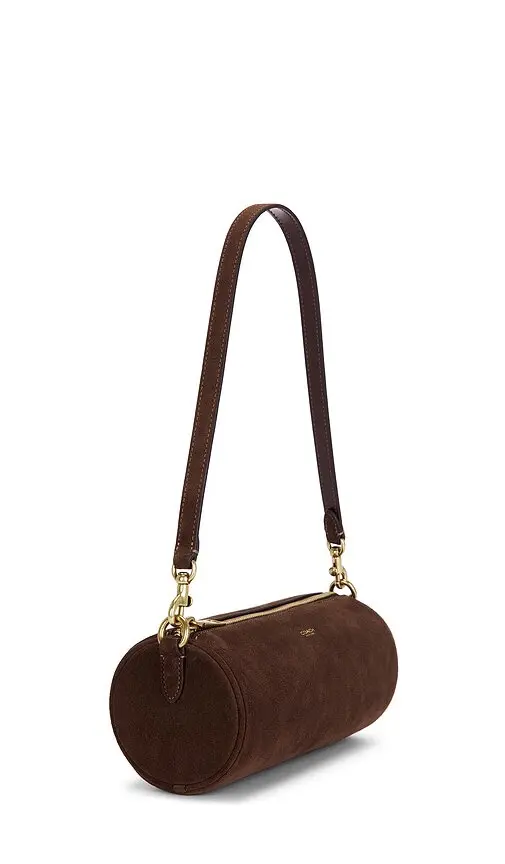 COACH Suede Barrel Bag In Chocolate