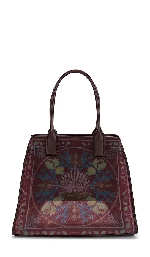 GANNI Mesh Shopper Resort In Brown