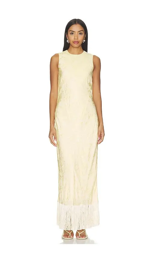 Anna October Gill Jacquard Maxi Dress In Yellow