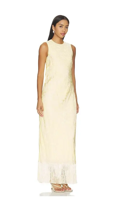 Anna October Gill Jacquard Maxi Dress In Yellow