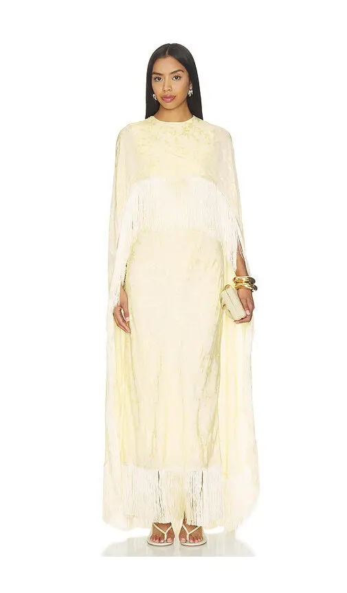 Anna October Gill Jacquard Maxi Dress In Yellow