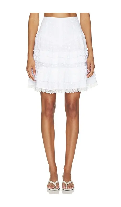 GANNI Broderie Anglaise Tiered Frill Mini Skirt