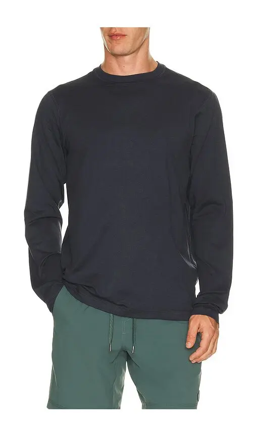 Vuori Ponto Performance Long Sleeve Tee In Blue - Midnight Heather