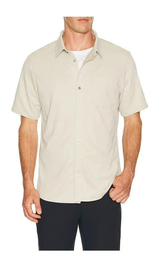 Vuori Knit Oxford Button Down Shirt In Cream