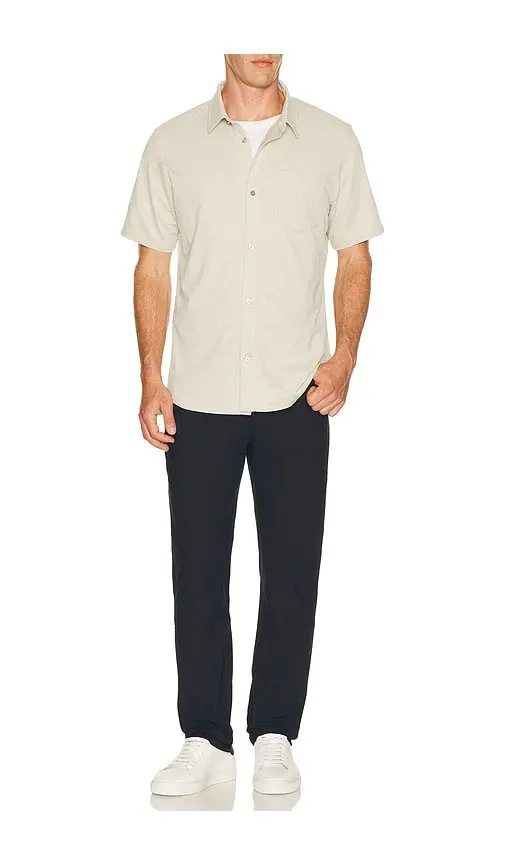 Vuori Knit Oxford Button Down Shirt In Cream
