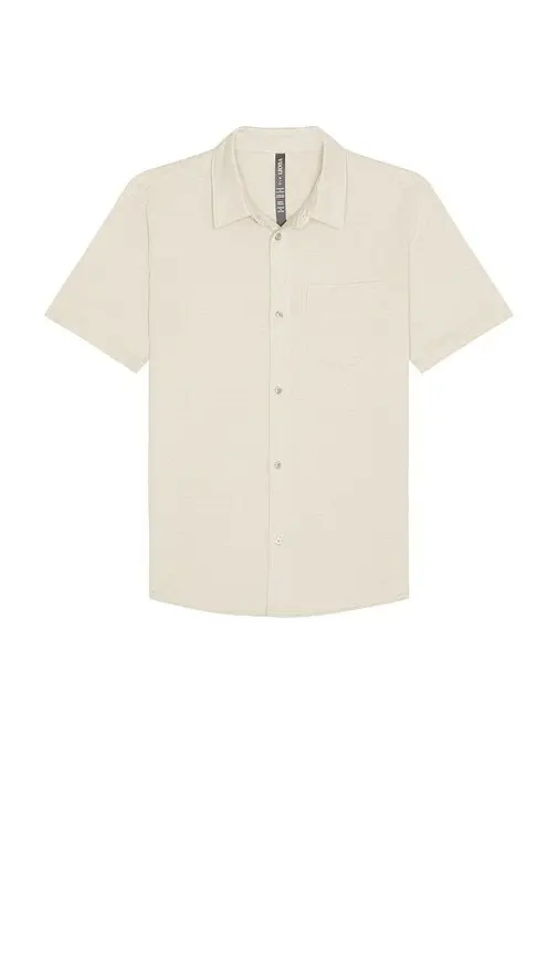 Vuori Knit Oxford Button Down Shirt In Cream