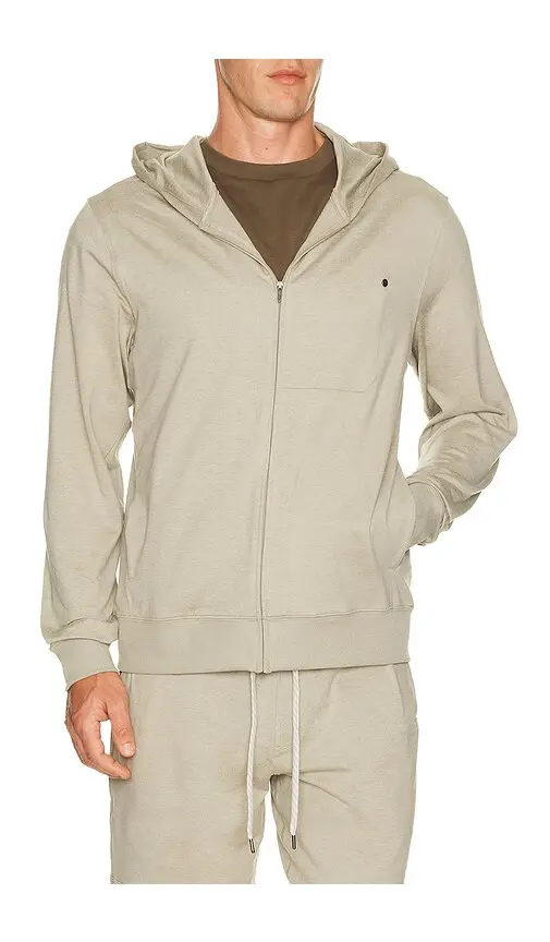Vuori Ponto Full Zip Hoodie In Green - Truffle Heather