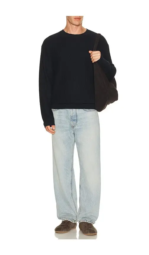 FRAME Textured Crewneck Sweater In Blue