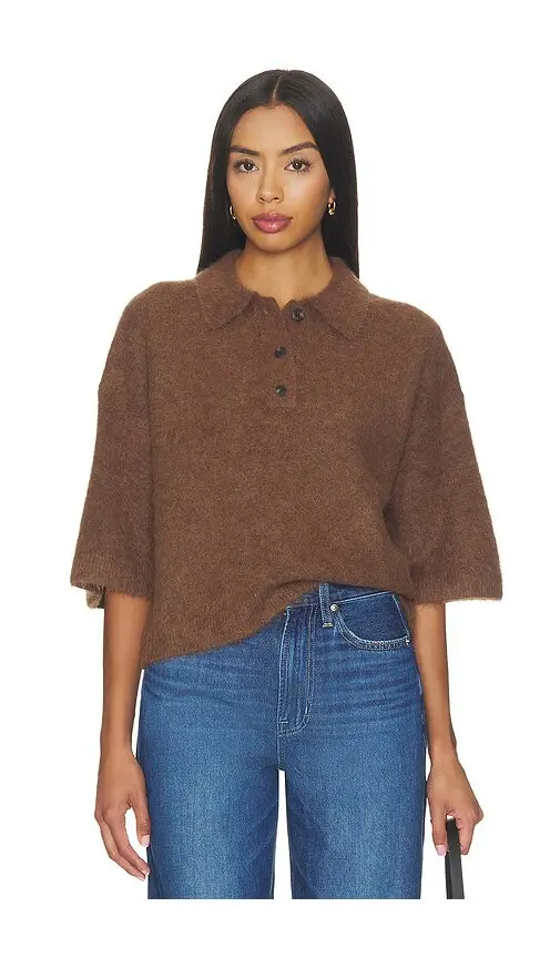 PISTOLA Nadya Alpaca Blend Boxy Polo Sweater Top