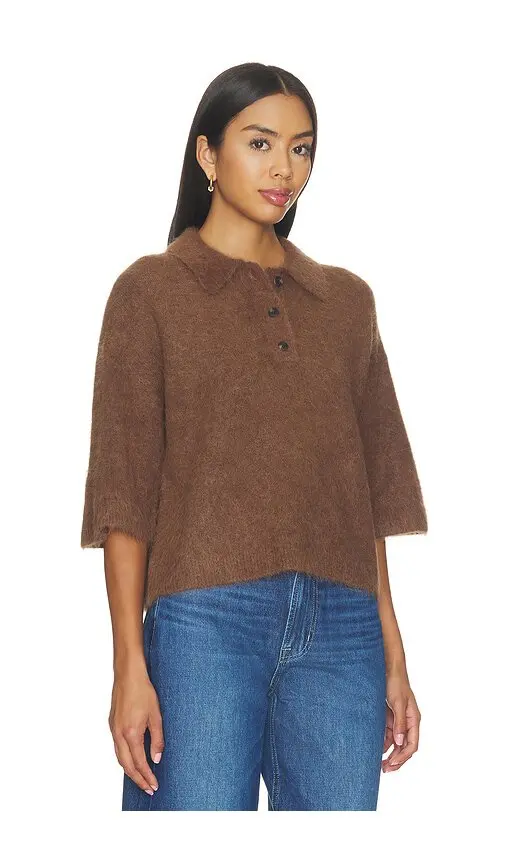 PISTOLA Nadya Alpaca Blend Boxy Polo Sweater Top