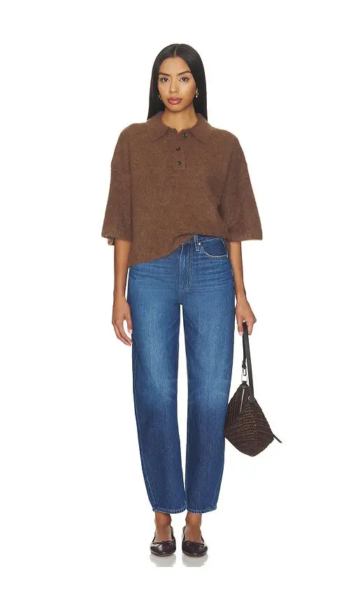 PISTOLA Nadya Alpaca Blend Boxy Polo Sweater Top