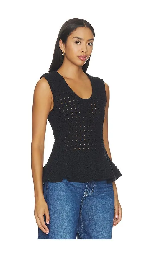 PISTOLA Peplum Sweater Tank Top - Black