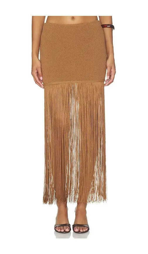 LOVERS AND FRIENDS Chrissa Knit Fringe Maxi Skirt