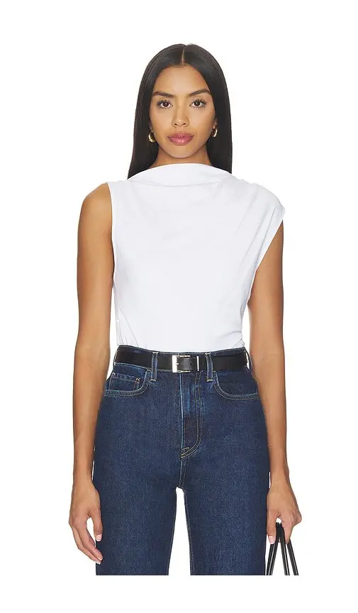 Vince Sleeveless Draped Top In White