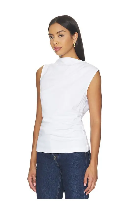Vince Sleeveless Draped Top In White