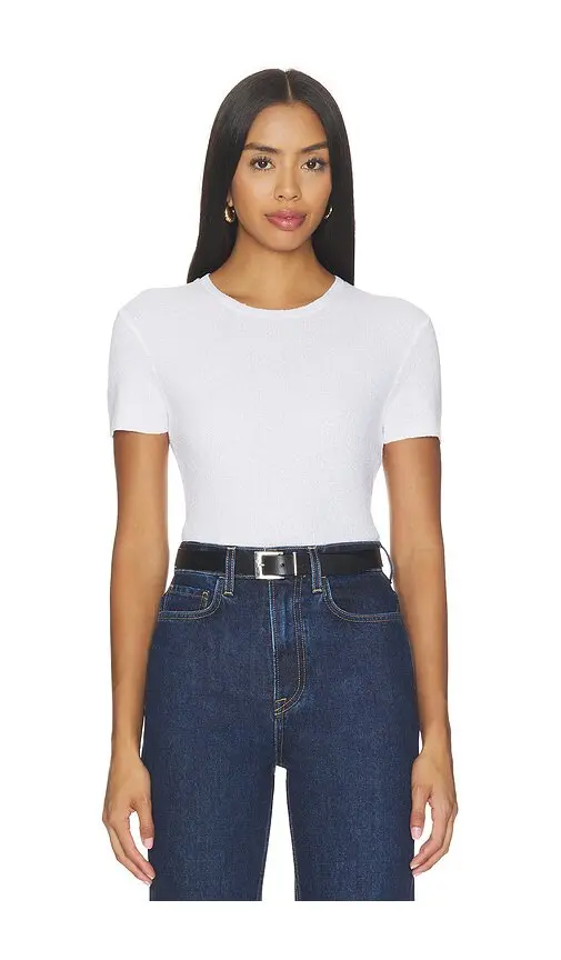 Vince Texture Short Sleeve Crew - White