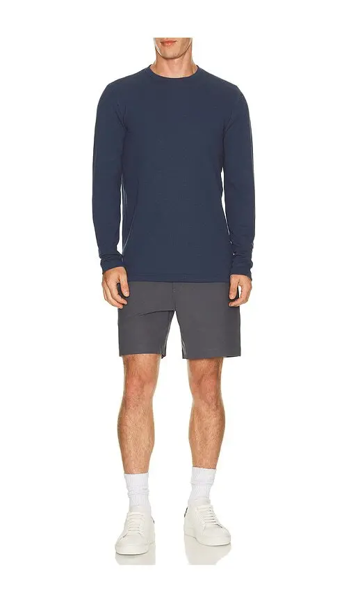 Travis Mathew Cloud Waffle Crew Long Sleeve Tee In Blue