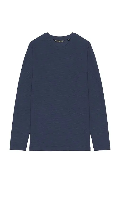 Travis Mathew Cloud Waffle Crew Long Sleeve Tee In Blue