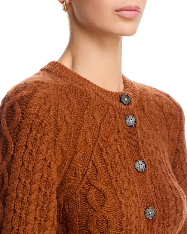 Guest In Residence Cashmere Wool Cable Sculpted Cardigan
