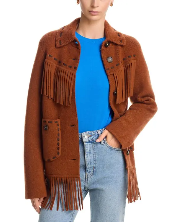 Guest In Residence Cashmere Wool Western Fringe Jacket