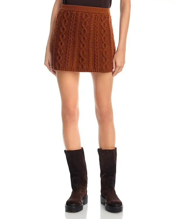 Guest In Residence Cashmere Wool Cable Mini Skirt