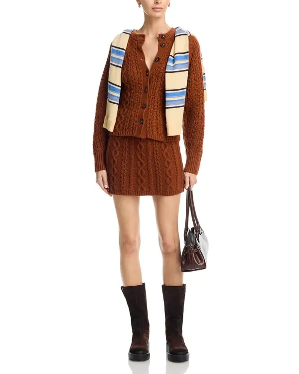 Guest In Residence Cashmere Wool Cable Mini Skirt