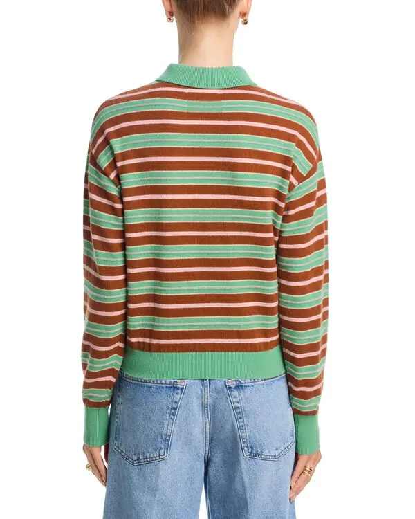 Guest In Residence Cashmere Collegiate Stripe Polo - Highland Combo