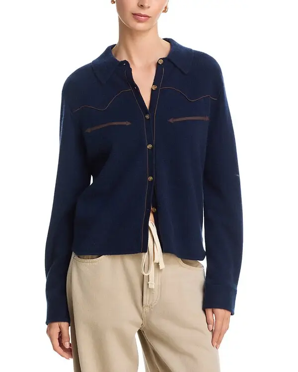 Guest In Residence Cashmere Cropped Western Shirt