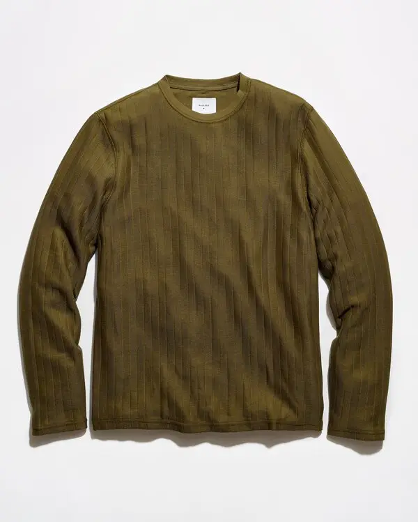 Billy Reid Herringbone Crew Neck Long Sleeve - Green