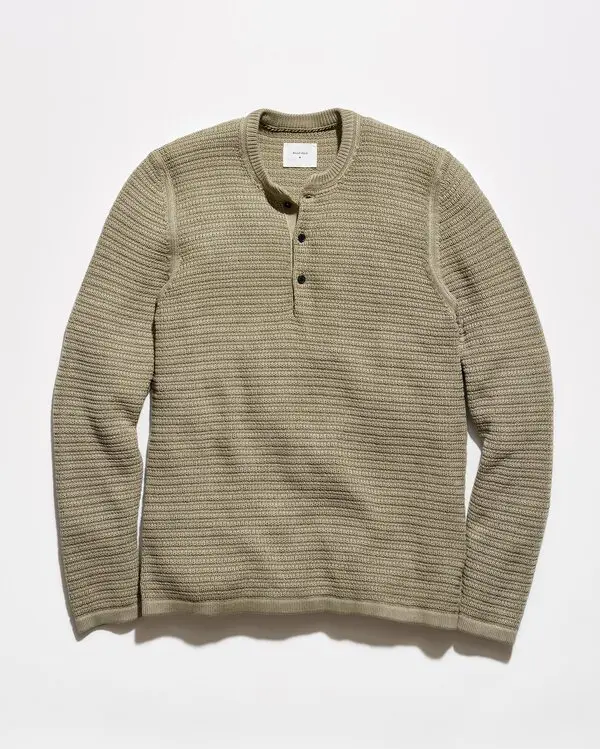Billy Reid Garment Dyed Striped Henley - Silver Sage