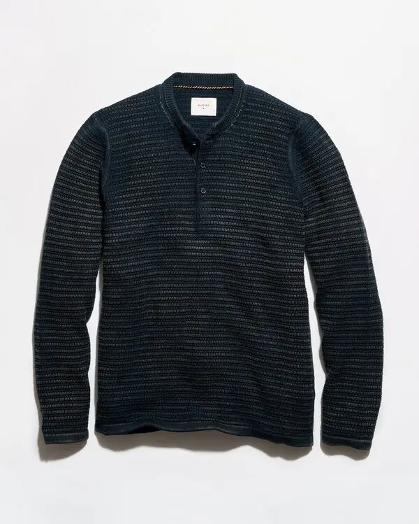 Billy Reid Garment-dyed Striped Henley - Blue