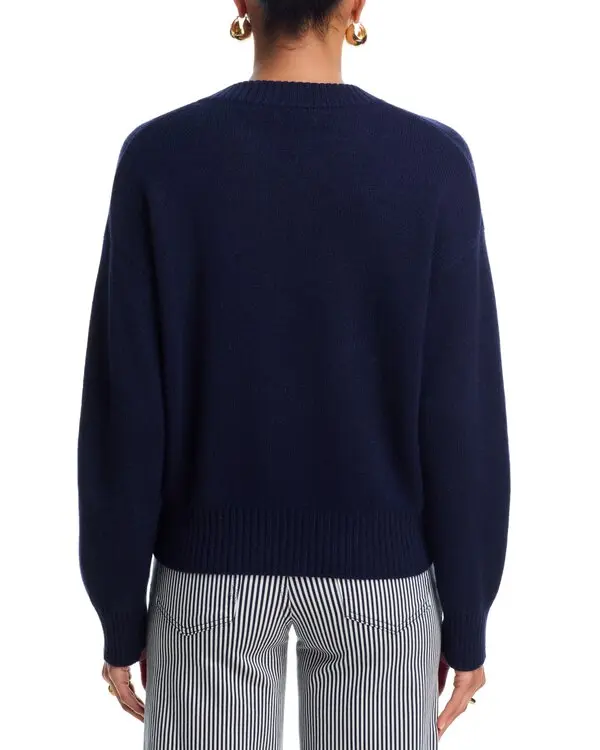 Aqua Cashmere Drop Shoulder Lace Up Sweater Exclusive - Peacoat