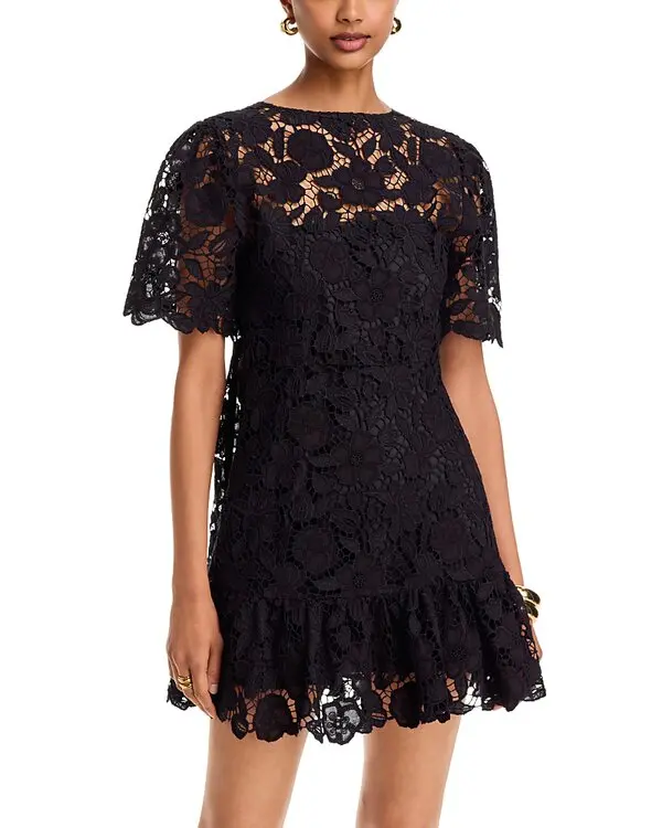 Aqua Lace Flounce Mini Dress Exclusive