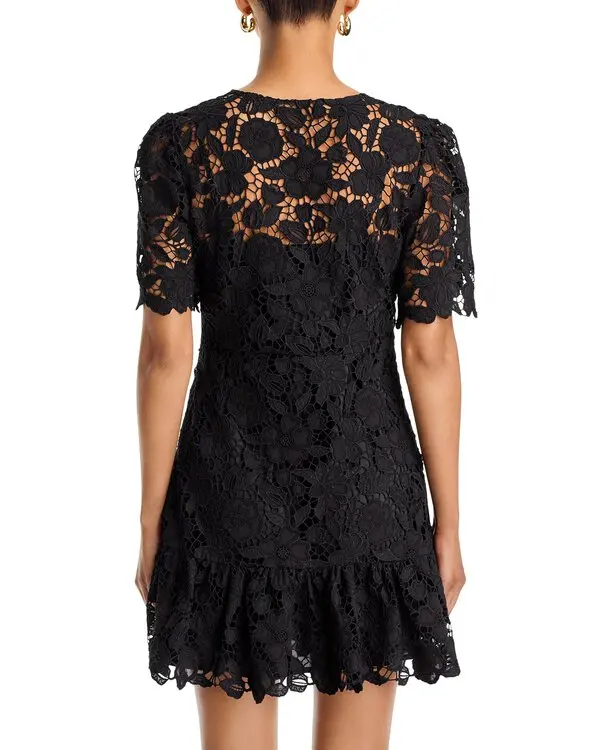 Aqua Lace Flounce Mini Dress