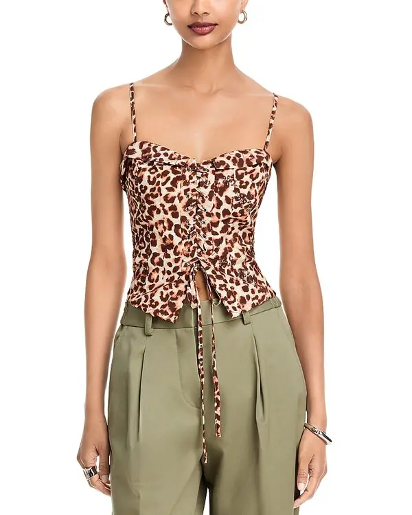 Aqua Animal Eyelet Lace Up Top Exclusive