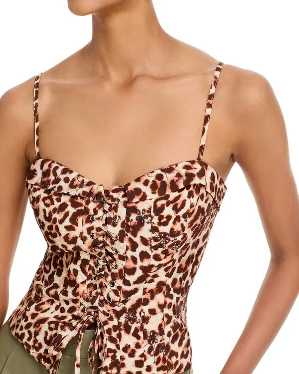 Aqua Animal Eyelet Lace Up Top Exclusive