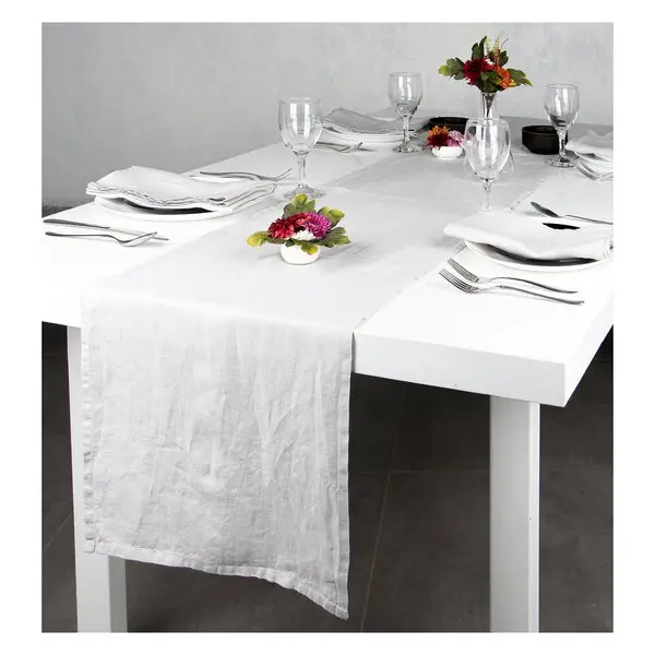 HUDSON PARK COLLECTION Linen Table Runner, 14 X 72 Exclusive - Medium Grey