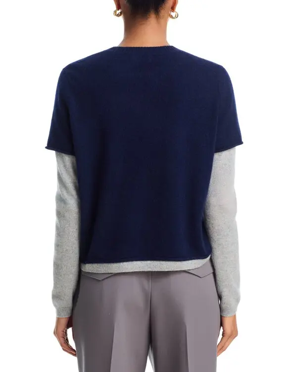Aqua Cashmere Crewneck Sweater - Peacoat