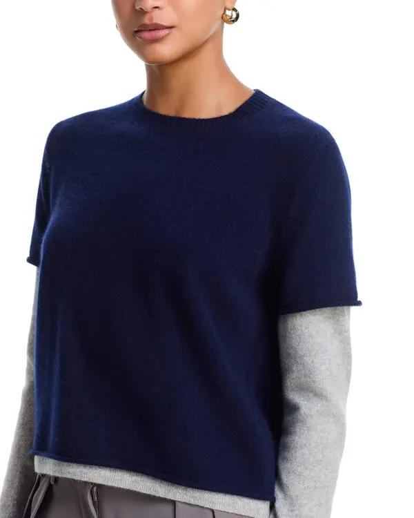 Aqua Cashmere Crewneck Sweater - Peacoat
