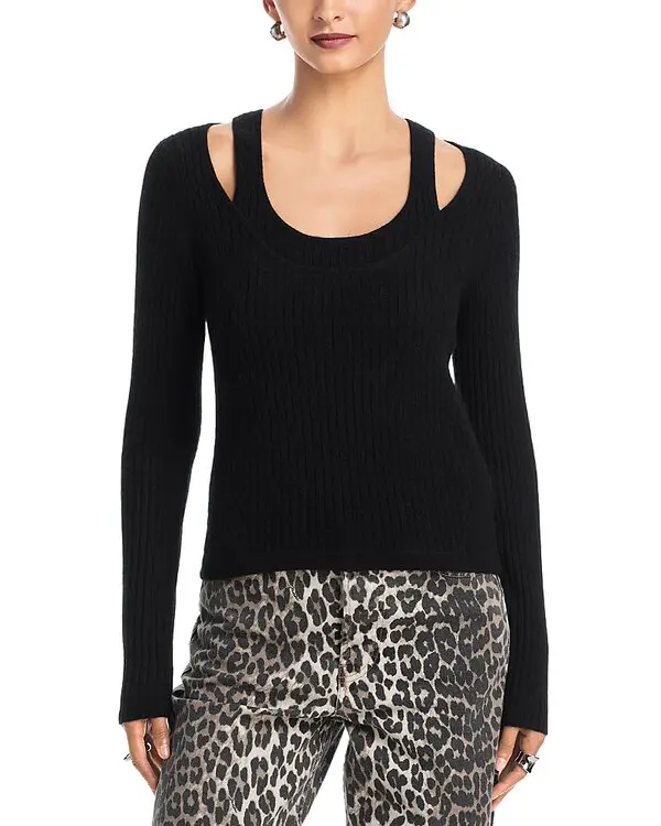 Aqua Cashmere Double Layer Scoop Neck Top Exclusive