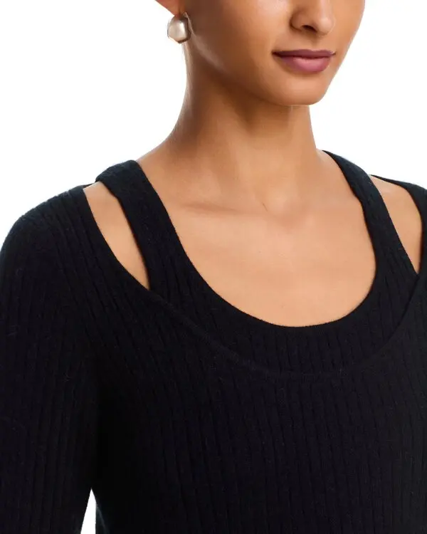 Aqua Cashmere Double Layer Scoop Neck Top Exclusive