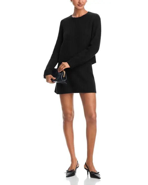 Aqua Cashmere 100% Cashmere Crewneck Sweater Exclusive - Black