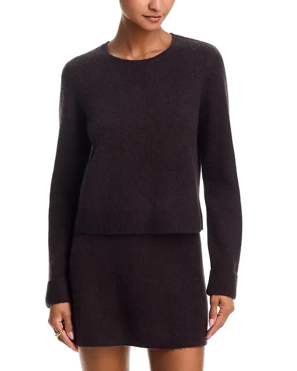 Aqua Cashmere 100% Cashmere Crewneck Sweater - Chocolate