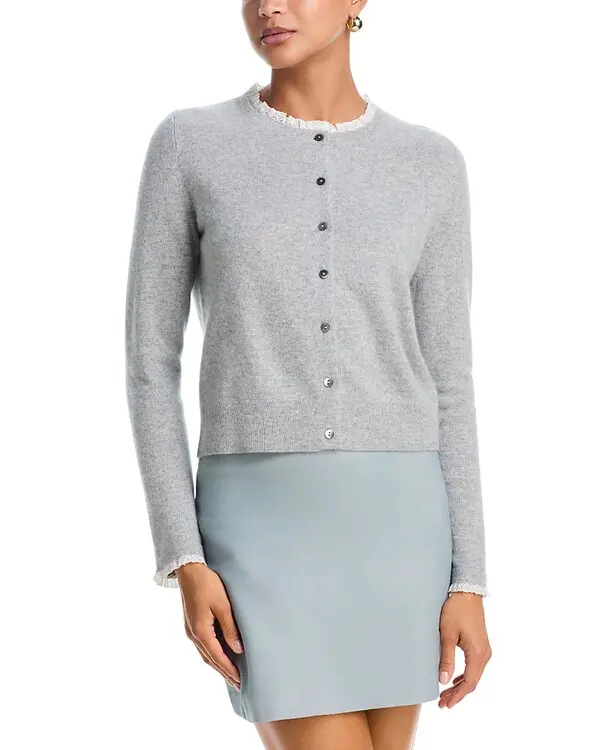 Aqua Cashmere Crewneck Cardigan Sweater