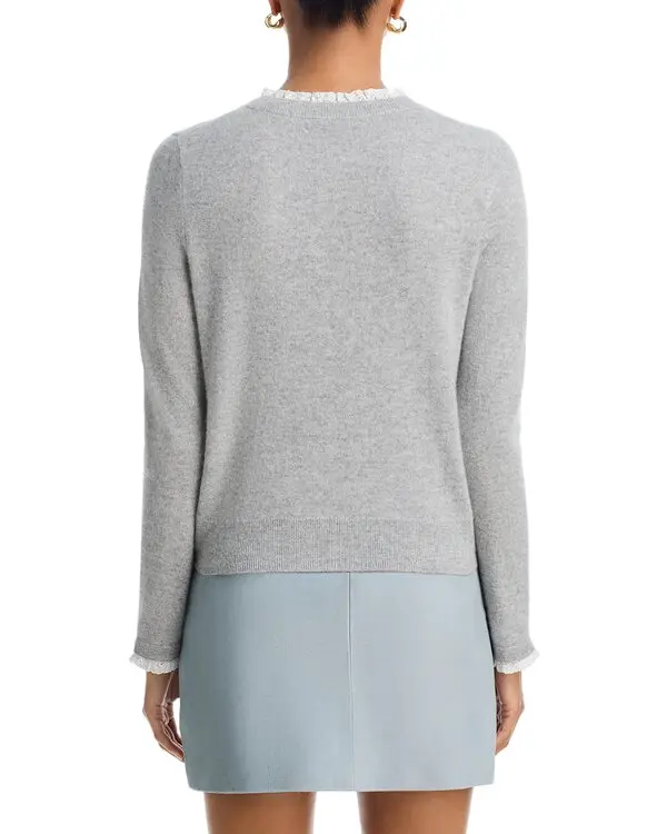 Aqua Cashmere Crewneck Cardigan Sweater