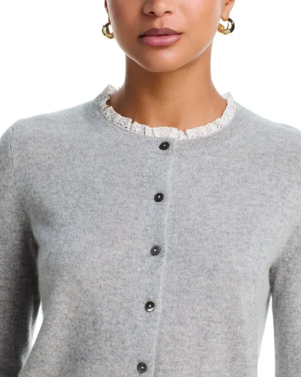 Aqua Cashmere Crewneck Cardigan Sweater