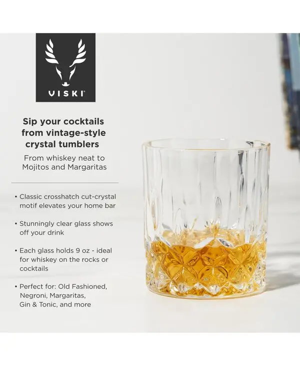 VISKI Admiral Crystal 3-piece Decanter & Tumbler Set