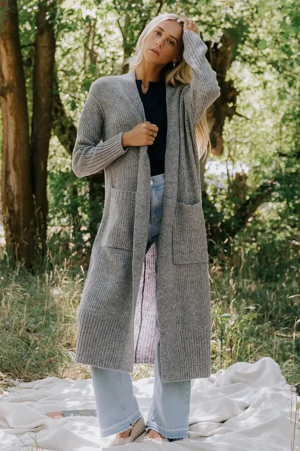 COCOLOVE Irving Long Cardigan Heather - Gray