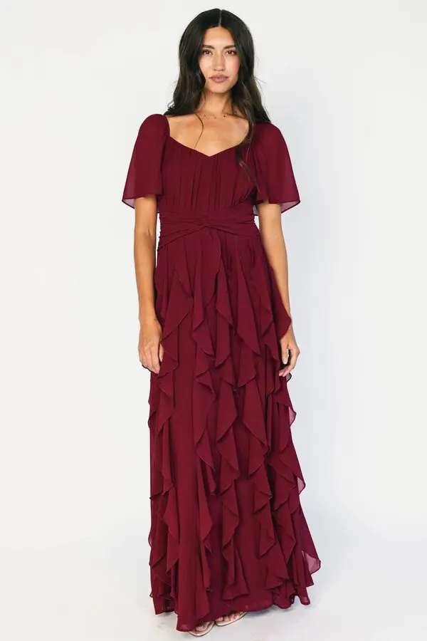 COCOLOVE Mercer Maxi Dress - Cranberry